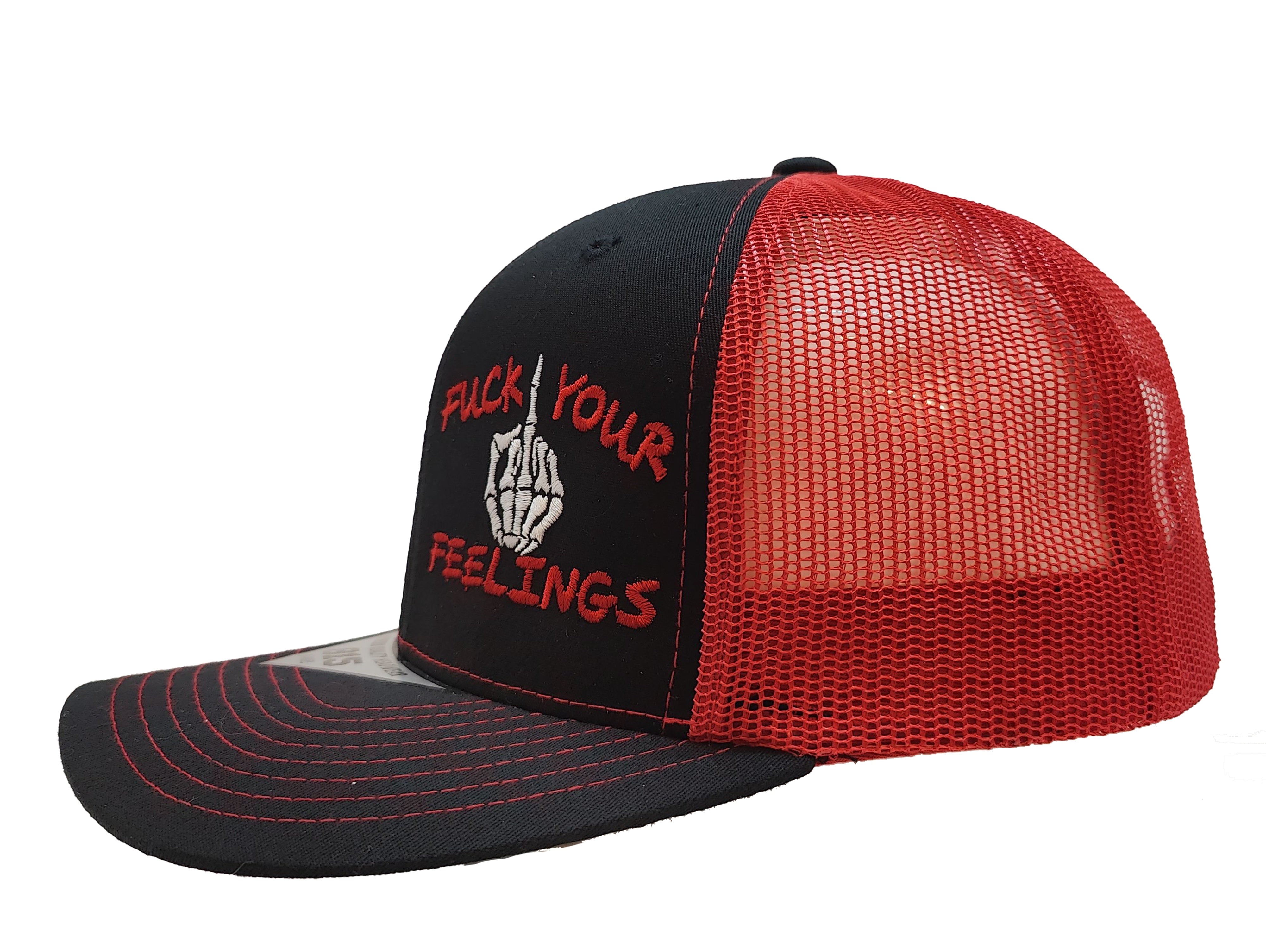FUCK YOUR FEELINGS Kamel Adult Flat Bill Hat 301 Black / Red – Step N Glitz